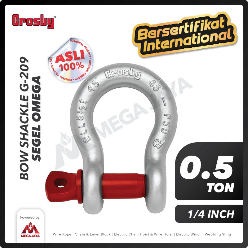 CROSBY Bow Shackle Omega G209 0.5 Ton - 1/4" Segel Screw Pin | Lazada ...