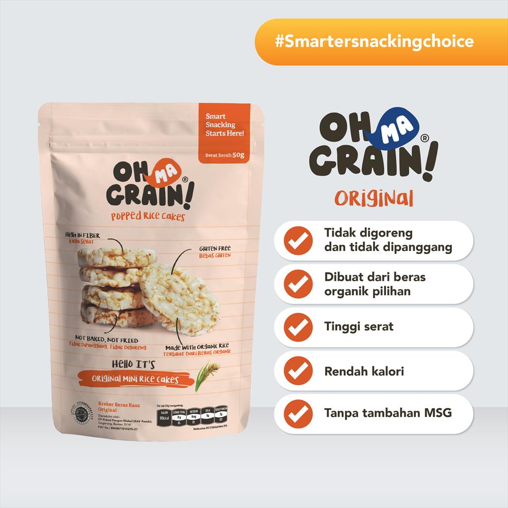 Oh Ma Grain Rice Crackers 50g (Original) Keripik Beras Gluten Free ...