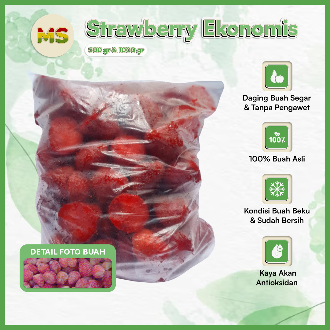Strawberry Frozen Ekonomis Kemasan 500 Gr Dan 1 Kg Buah Stroberi ...