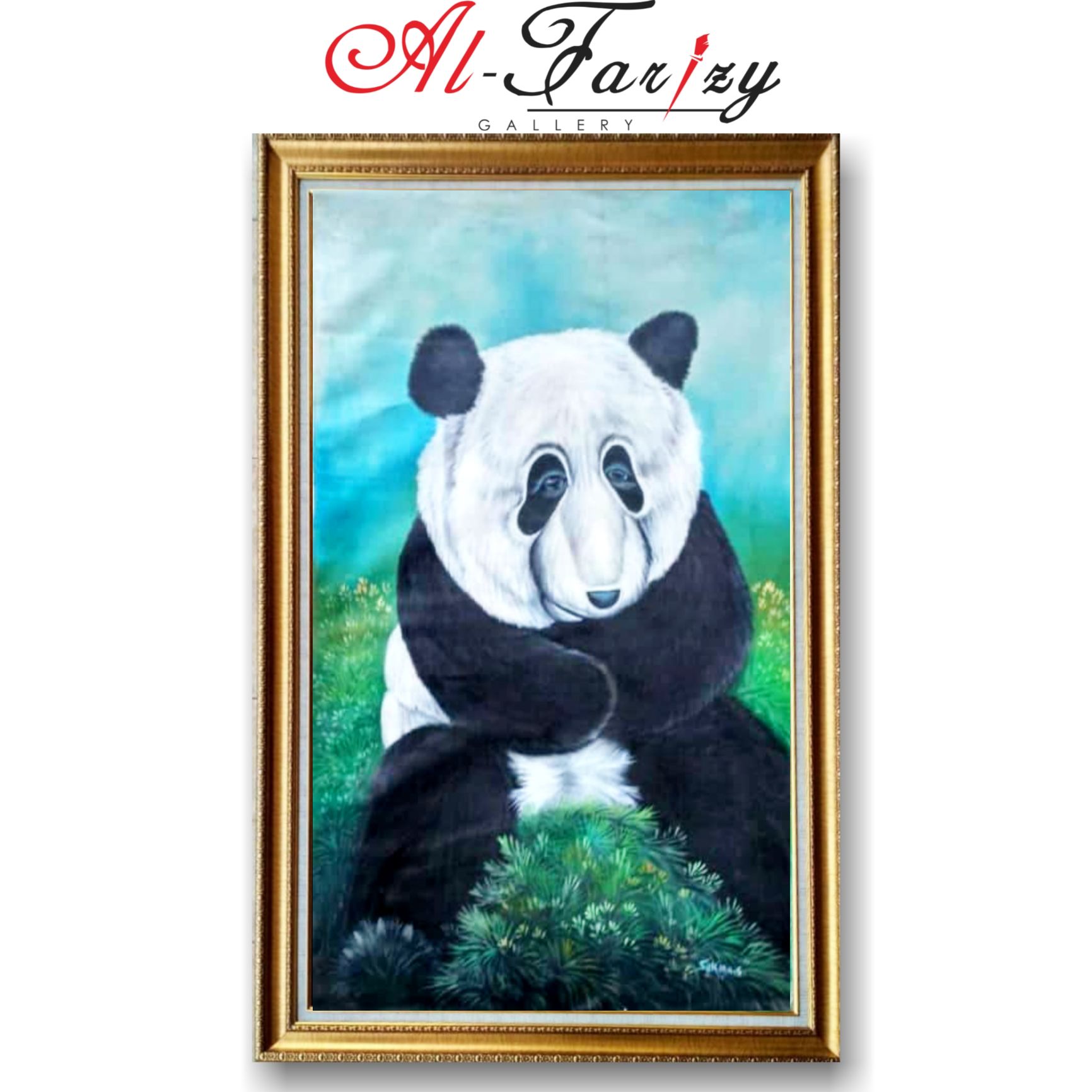 Lukisan Hewan Panda & Harimau Unik Minimalis Kanvas Lengkap dengan frem ...