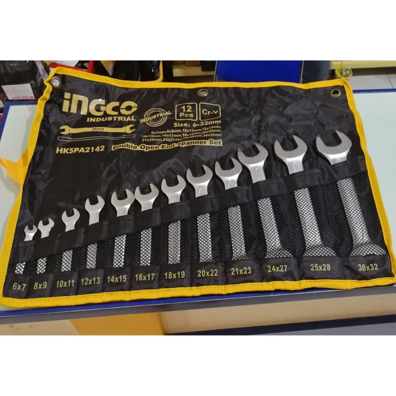 KUNCI PAS SET 12PCS INGCO DOUBLE OPEN END SPANNER 6-32MM INGCO HEAVY DUTY | Lazada Indonesia