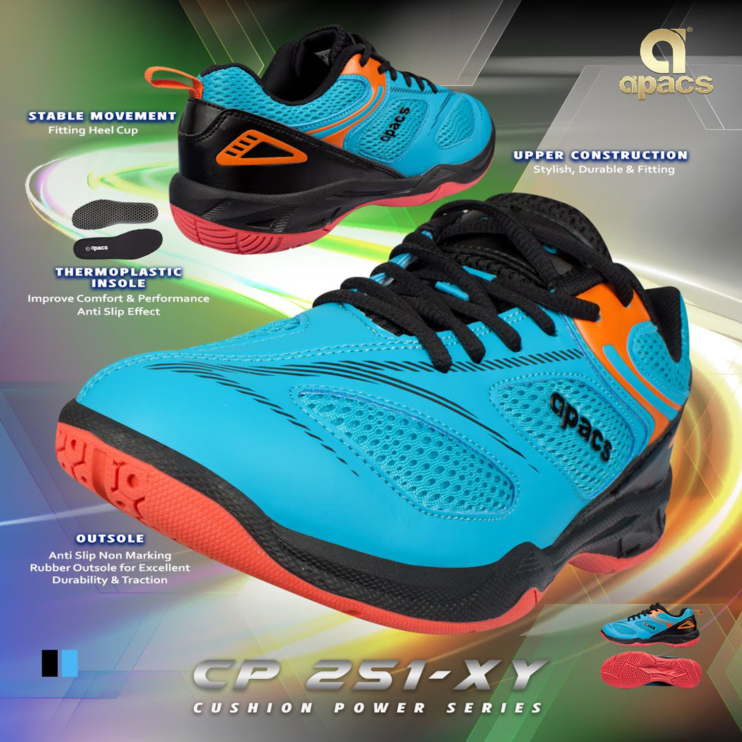 Sepatu Badminton Apacs CP251 XY Light Blue Sepatu Badminton Apacs ...