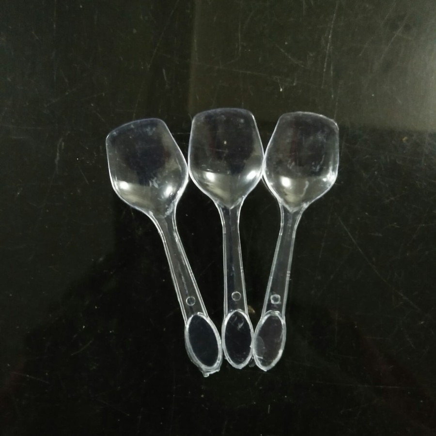 Sendok kecil plastik bening ice cream isi 100 pcs - sendok pudding ...