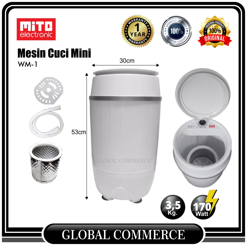 Mito WM 1 Mesin Cuci Portable 3,5 Kg - Mesin Cuci Mini Mito 3,5Kg WM1 ...