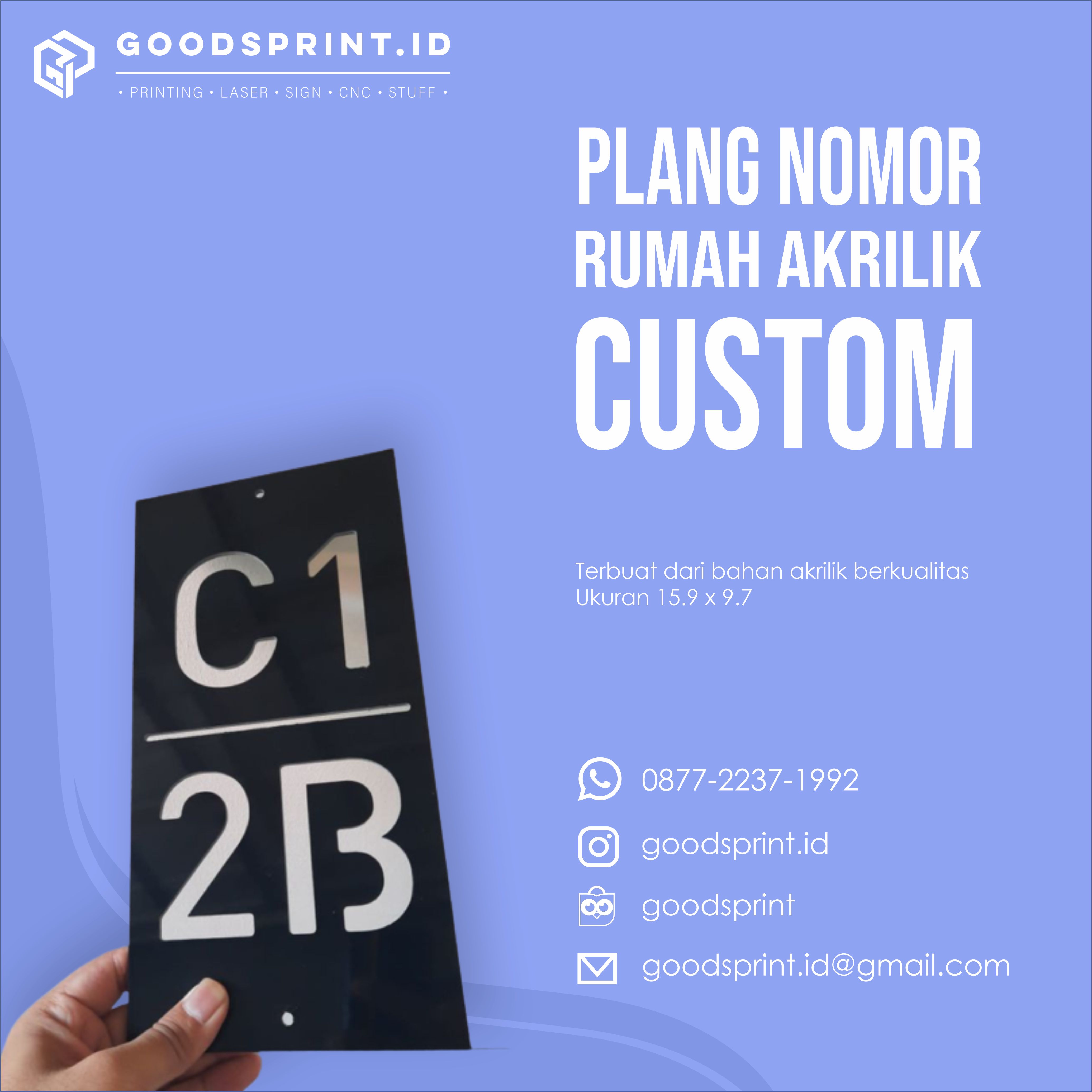 Plang Nomor Rumah / Papan Nomor RUmah Akrilik Hitam Model Bolong / Plat ...