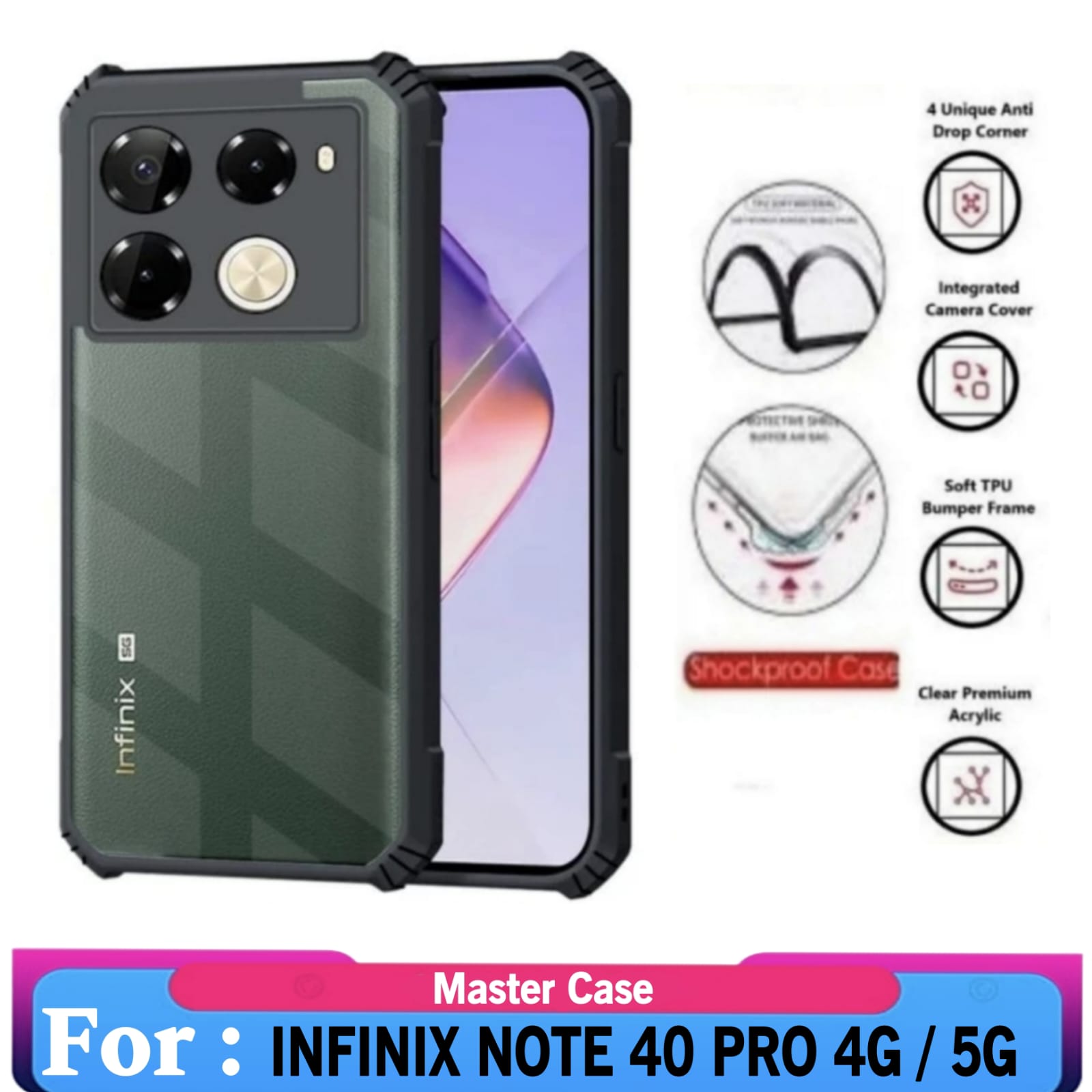 Casing INFINIX NOTE 40 PRO Shockproff Camera Protection Transparan ...