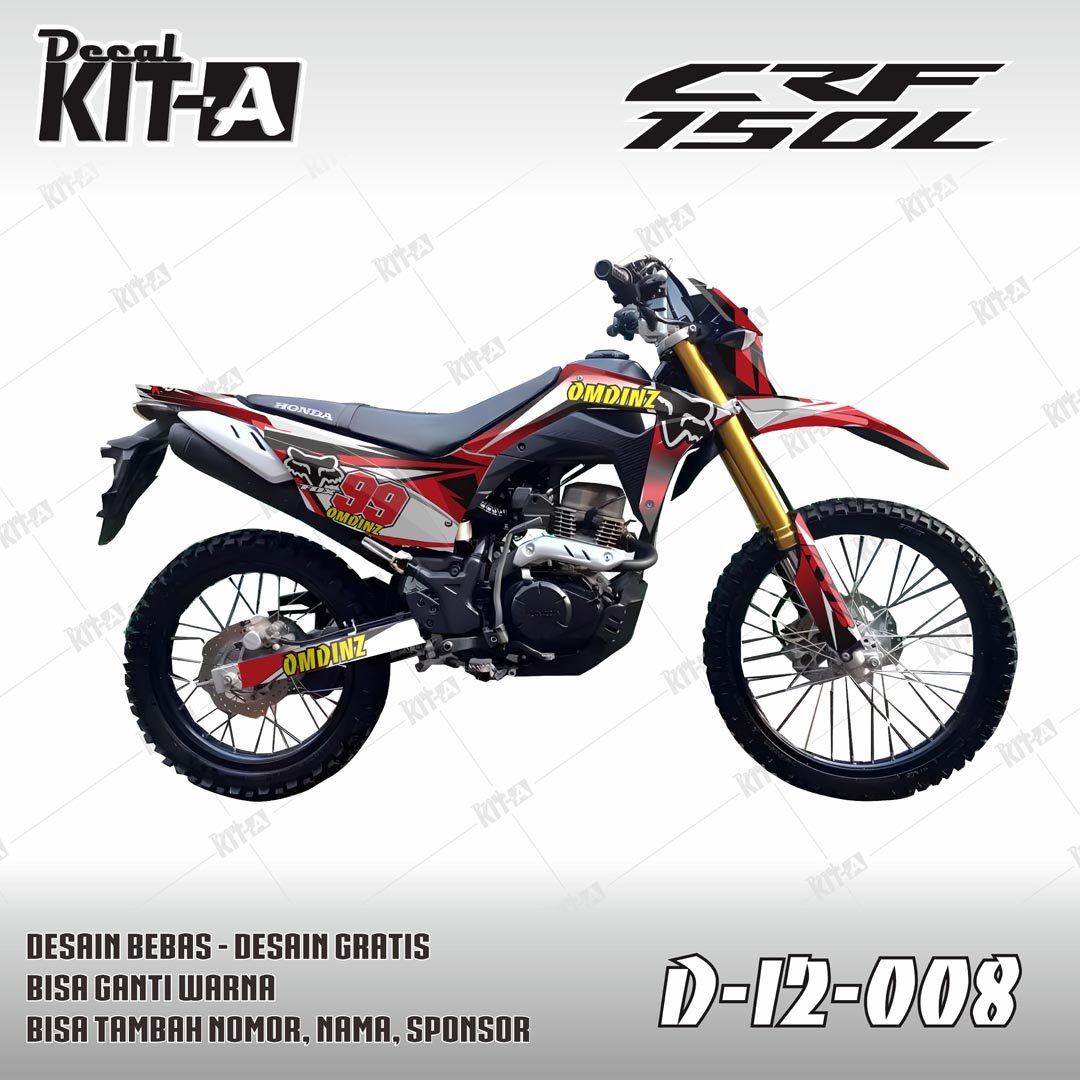 Decal Stiker CRF 150 L Custom Full Body Dekal Sticker Striping CRF 150 L Merah Hitam D-I2-008 ...