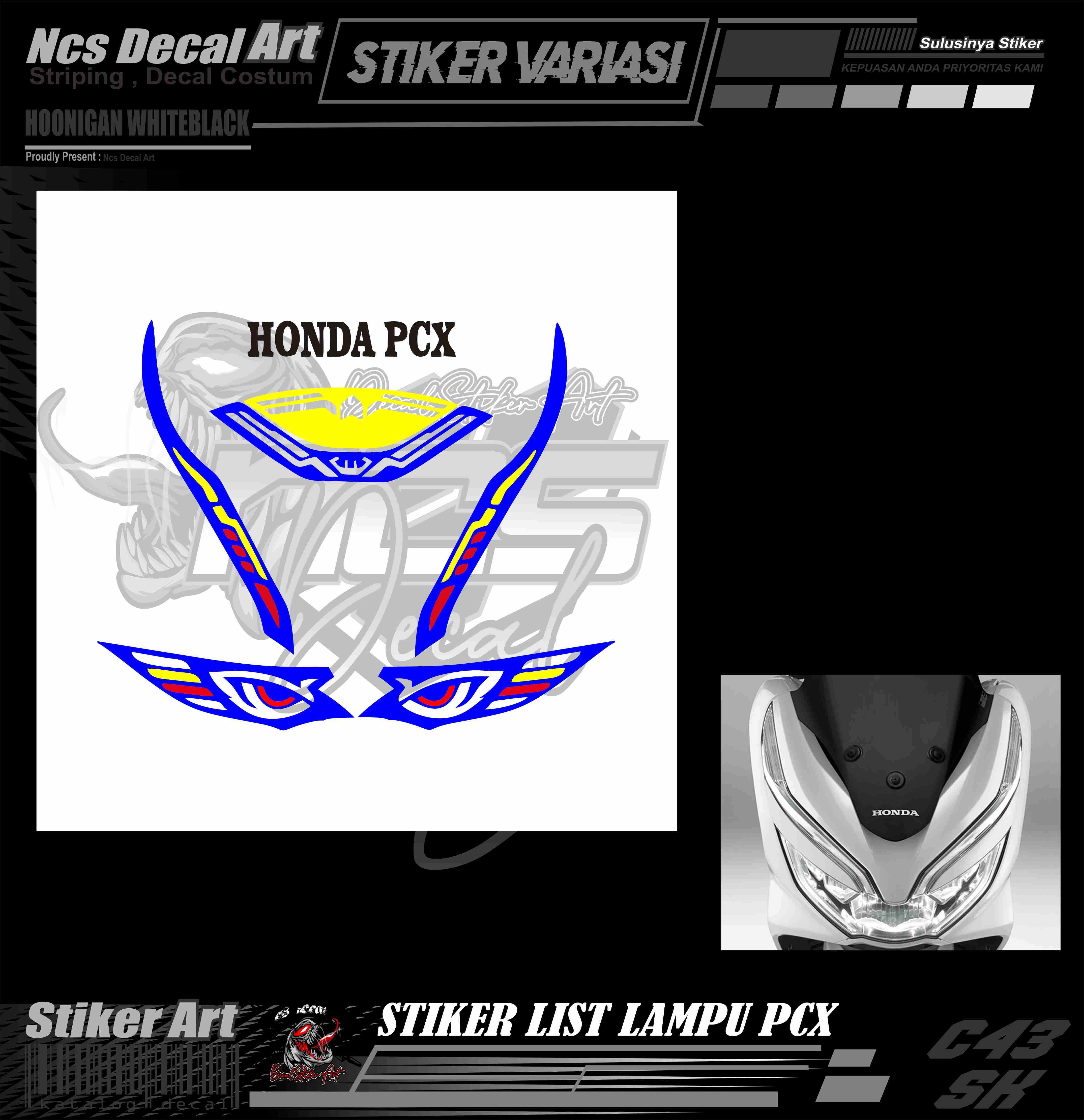 Stiker lampu motor pcx 150 Sticker List lampu Alis pcx Stiker motor pcx ...