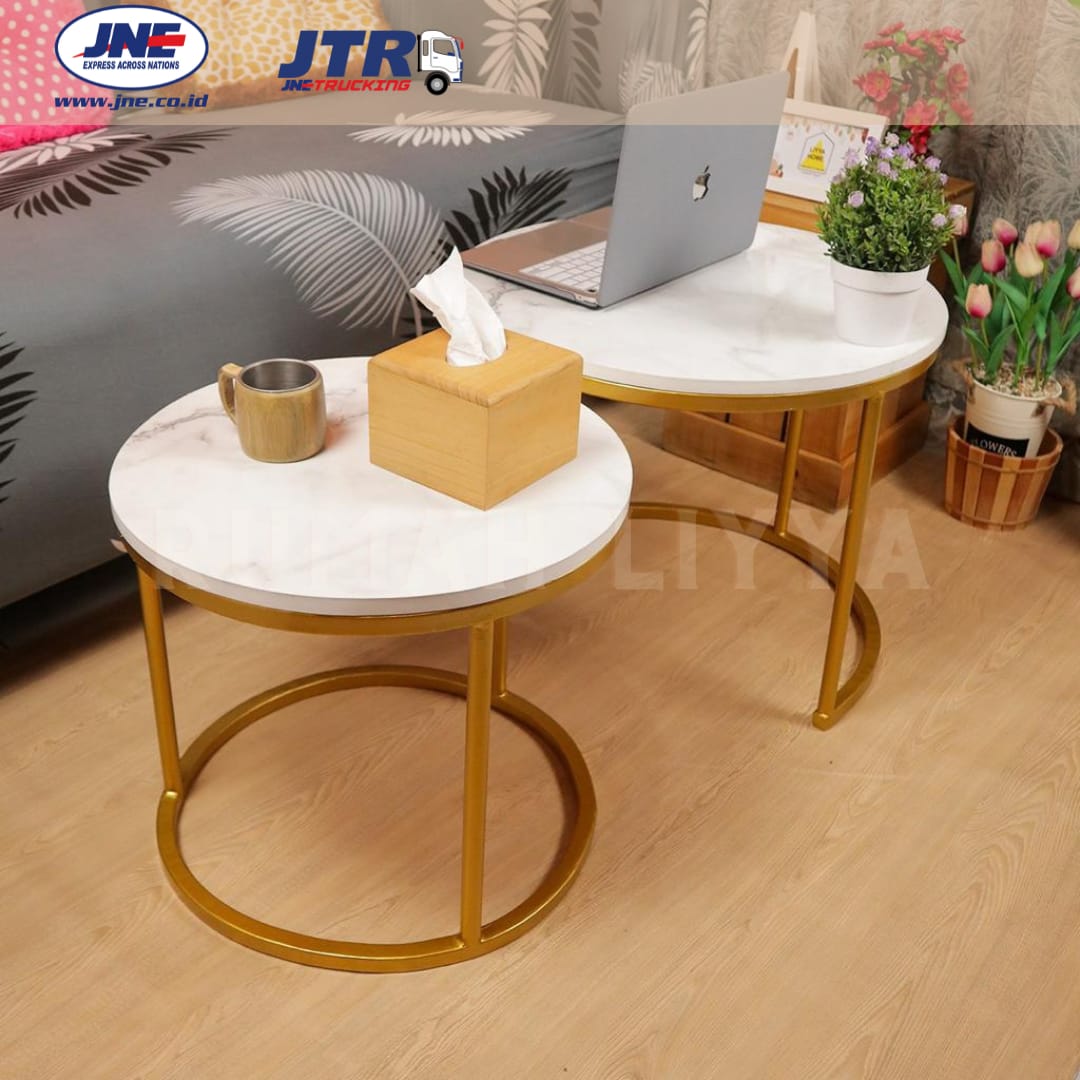 RumahLiyya Meja Besi Bulat Ruang Tamu Minimalis Kaki Besi - Cosmo Table ...