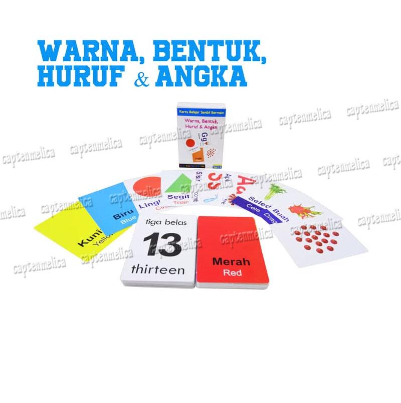 Kartu Flash Card Warna Bentuk Huruf Angka Kartu Bergambar Belajar ...