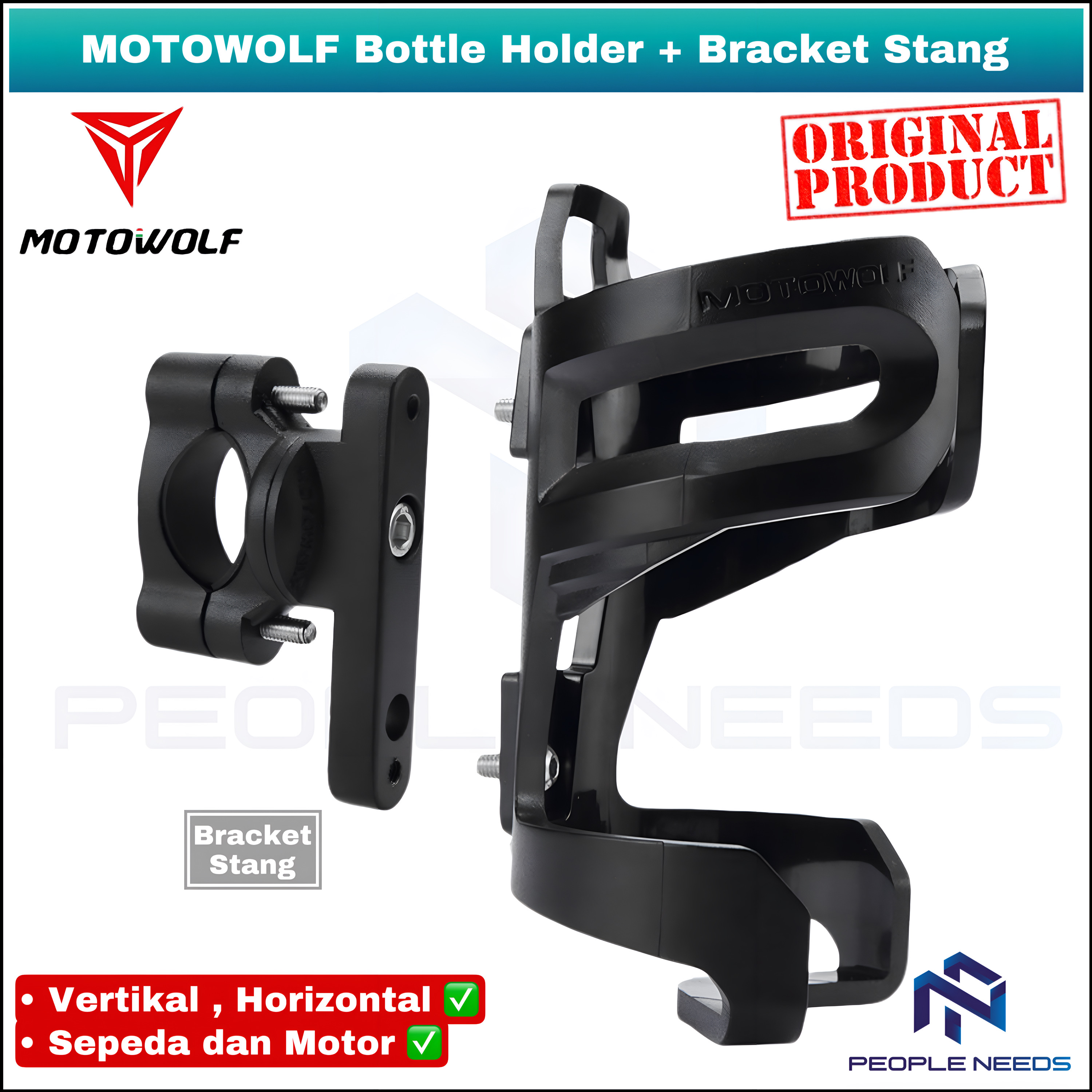 MOTOWOLF BOTTLE HOLDER Tempat Botol Minum Stang Sepeda dan Motor ...