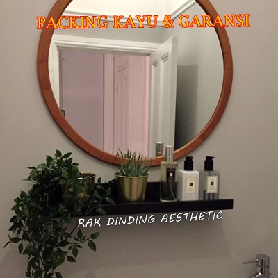 Cermin Kaca Mirror Bulat Aesthetic Tempel Dinding Lis Kayu Diameter 60 ...