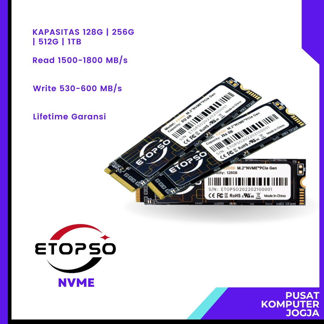 SSD ETOPSO NVME M.2 PCIE 128GB 256GB 512GB 1TB Garansi Resmi 3 Tahun ...