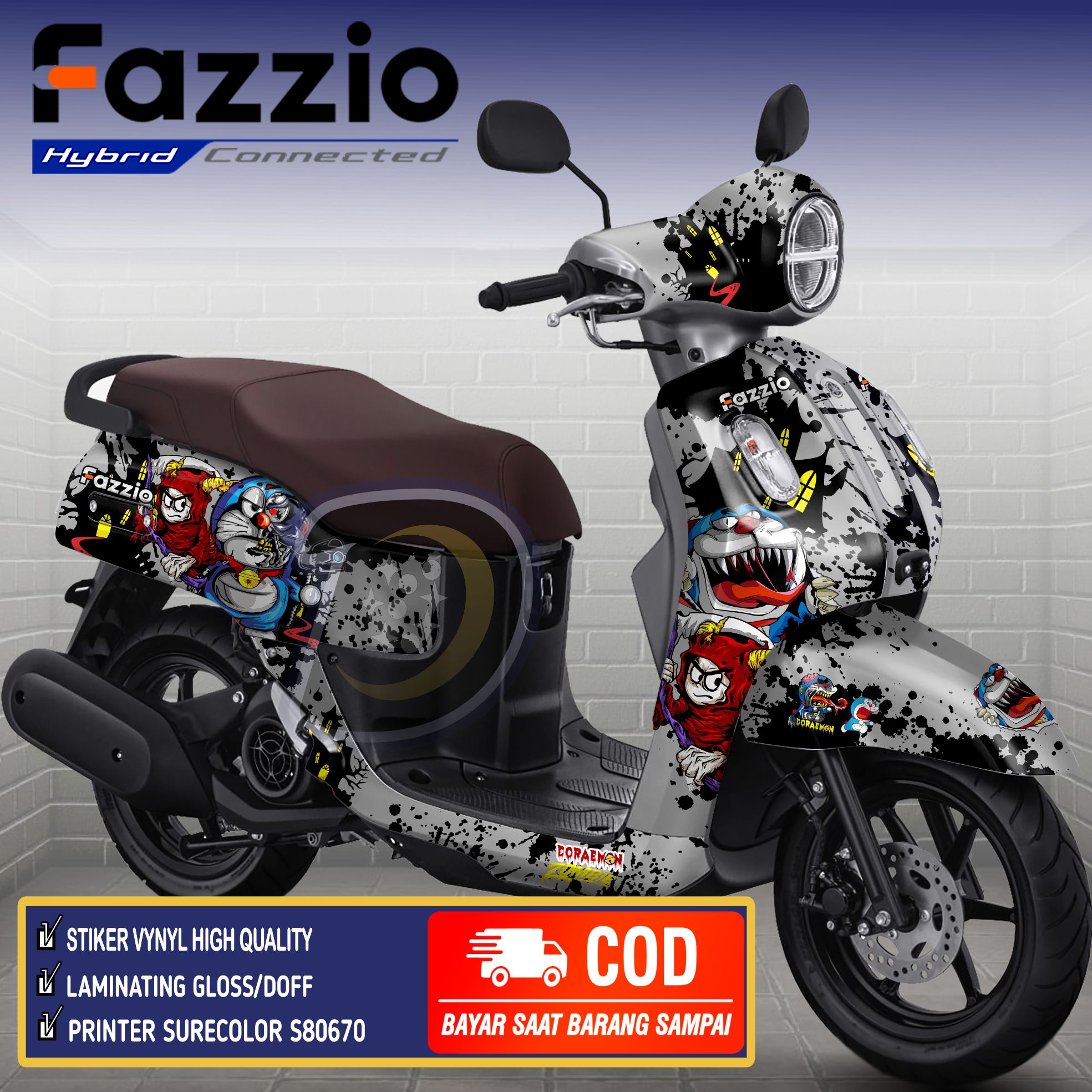 Stiker Motor Fazzio Striping Fazzio Decal Yamaha Fazzio Doraemon Zombie ...