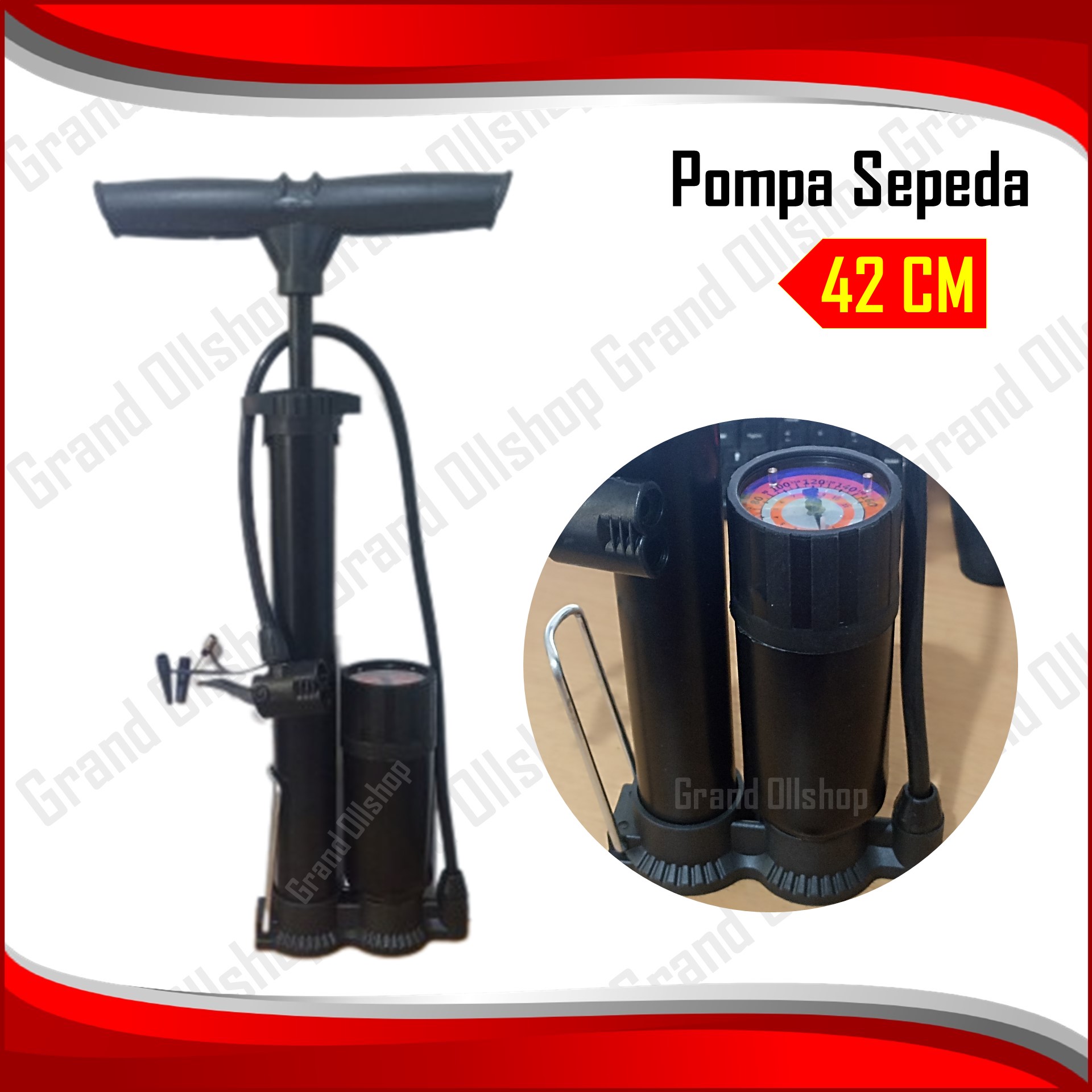 Pompa Angin Mini / Pompa Ban Motor / Pompa Ban Tabung Meter Sepeda ...