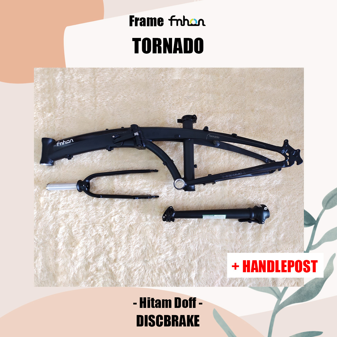 Frame Fnhon Plus HP Tornado Hitam Doff Discbrake Db Disc Brake 20 22 ...