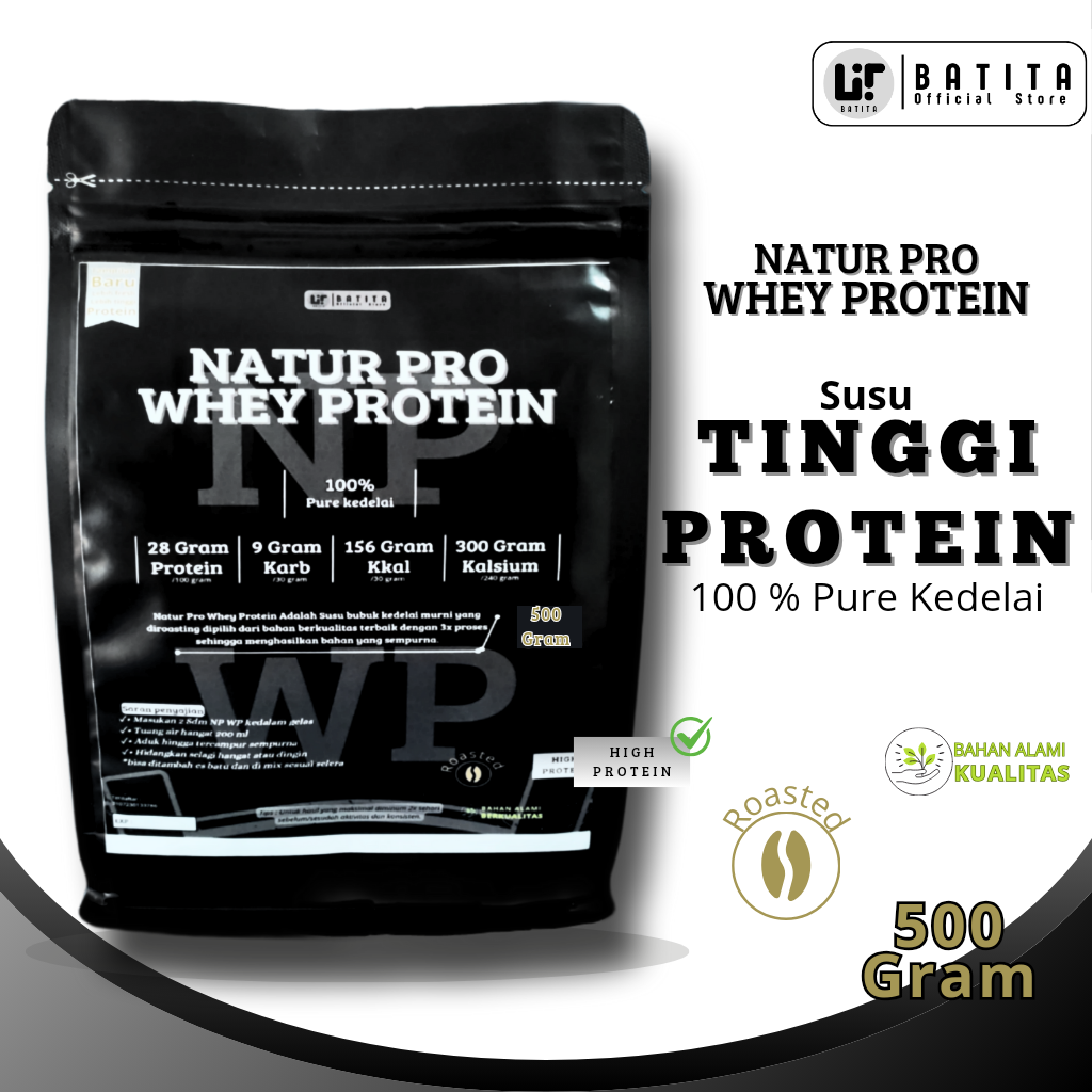 NATUR PRO - Whey Protein Bubuk Kedelai Murni 500 Gram susu tinggi ...