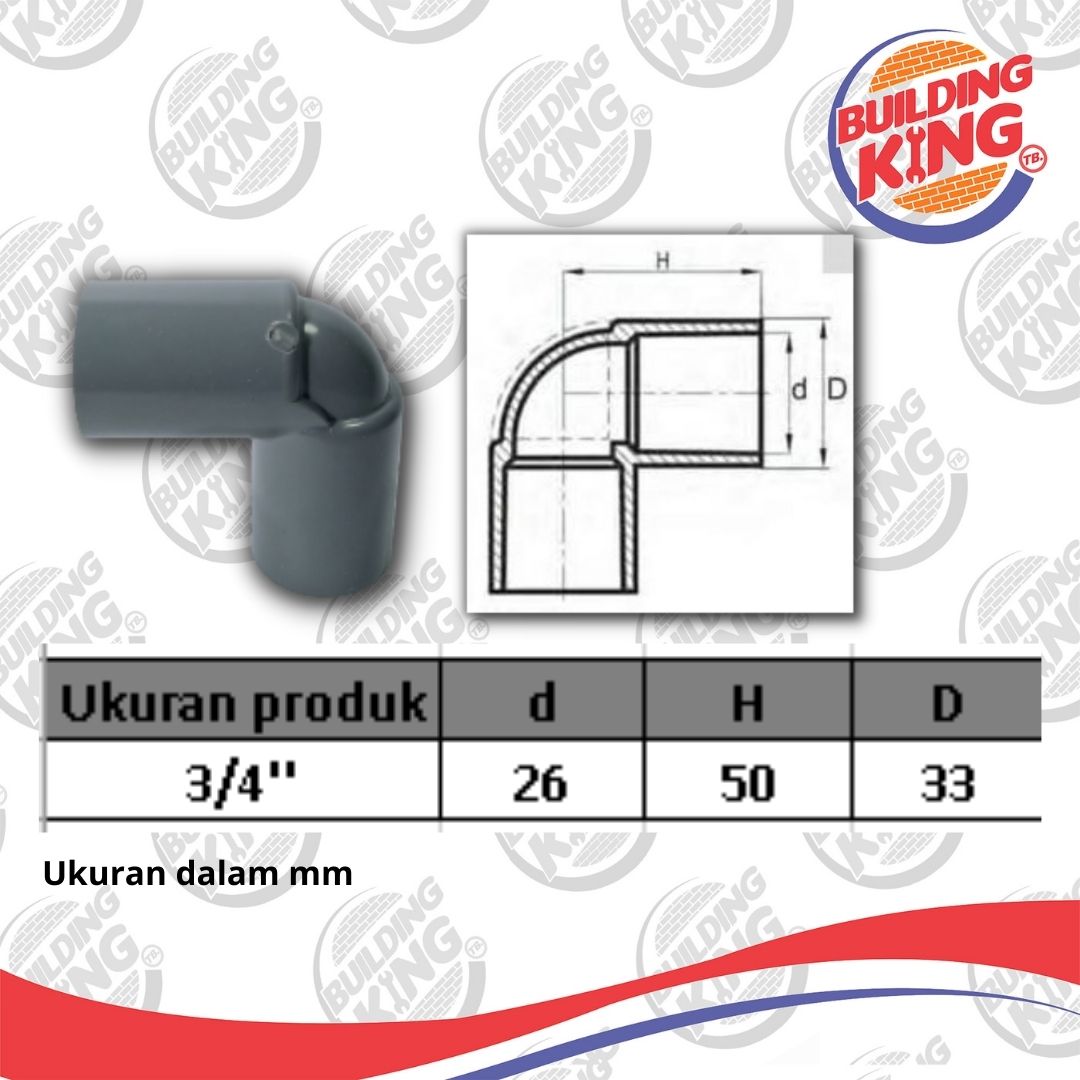 Sambungan Pipa Fitting PVC Knee Keni Knie AW 3/4'' Shock Sok L Elbow AW ...