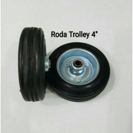Roda Trolley 4 inch ONLY / Xander Roda Troli / Roda Karet Hitam / Roda ...