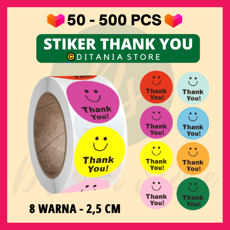 Stiker Thank You Emoji Aesthetic Tempel Emoticon Lucu Roll 500 PCS ...