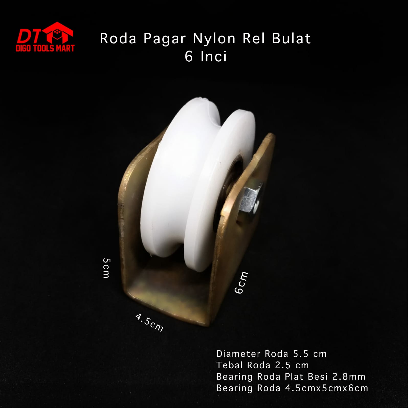 Roda Pagar Nylon Nilon 6 Inci Rel Bulat dan Lancip ( Siku ) 1 Pcs ...
