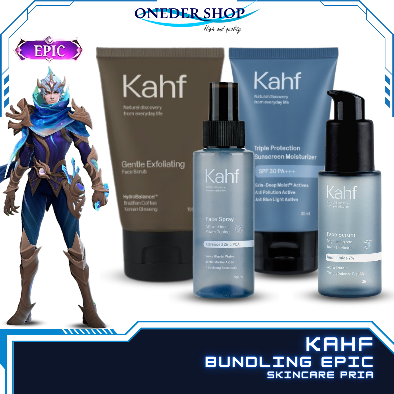 Kahf Paket Bundling Epic | Scrub + Toner + Serum + Suncreen | Paket ...