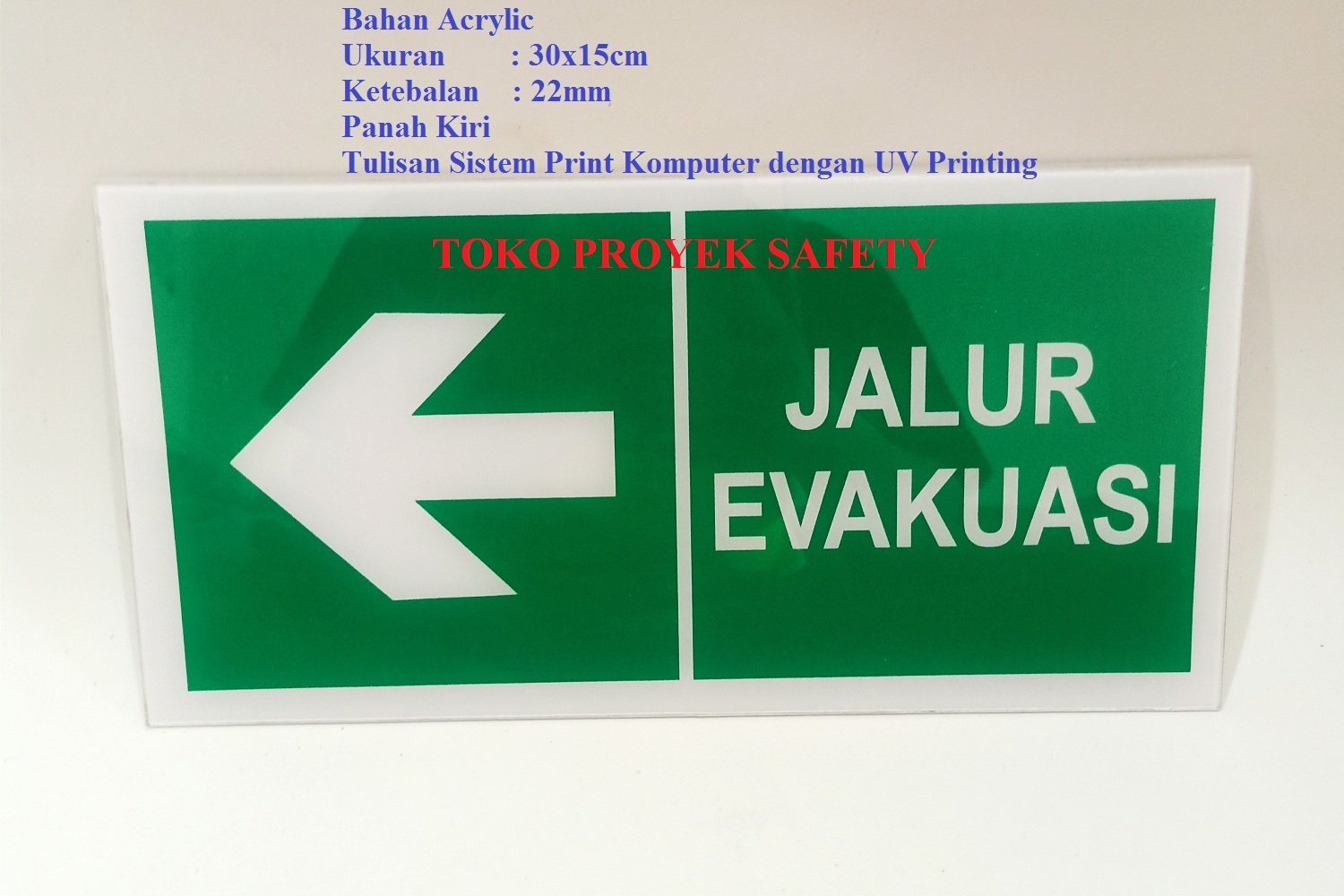 Sign Akrilik K3 Safety Petunjuk Arah Jalur Evakuasi / Sign Acrylic K3 Safety Petunjuk Arah Jalur ...