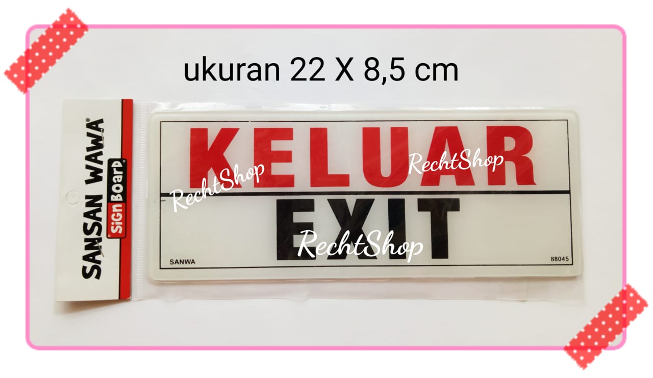 sign board sign label acrylic akrilik papan petunjuk KELUAR EXIT ...