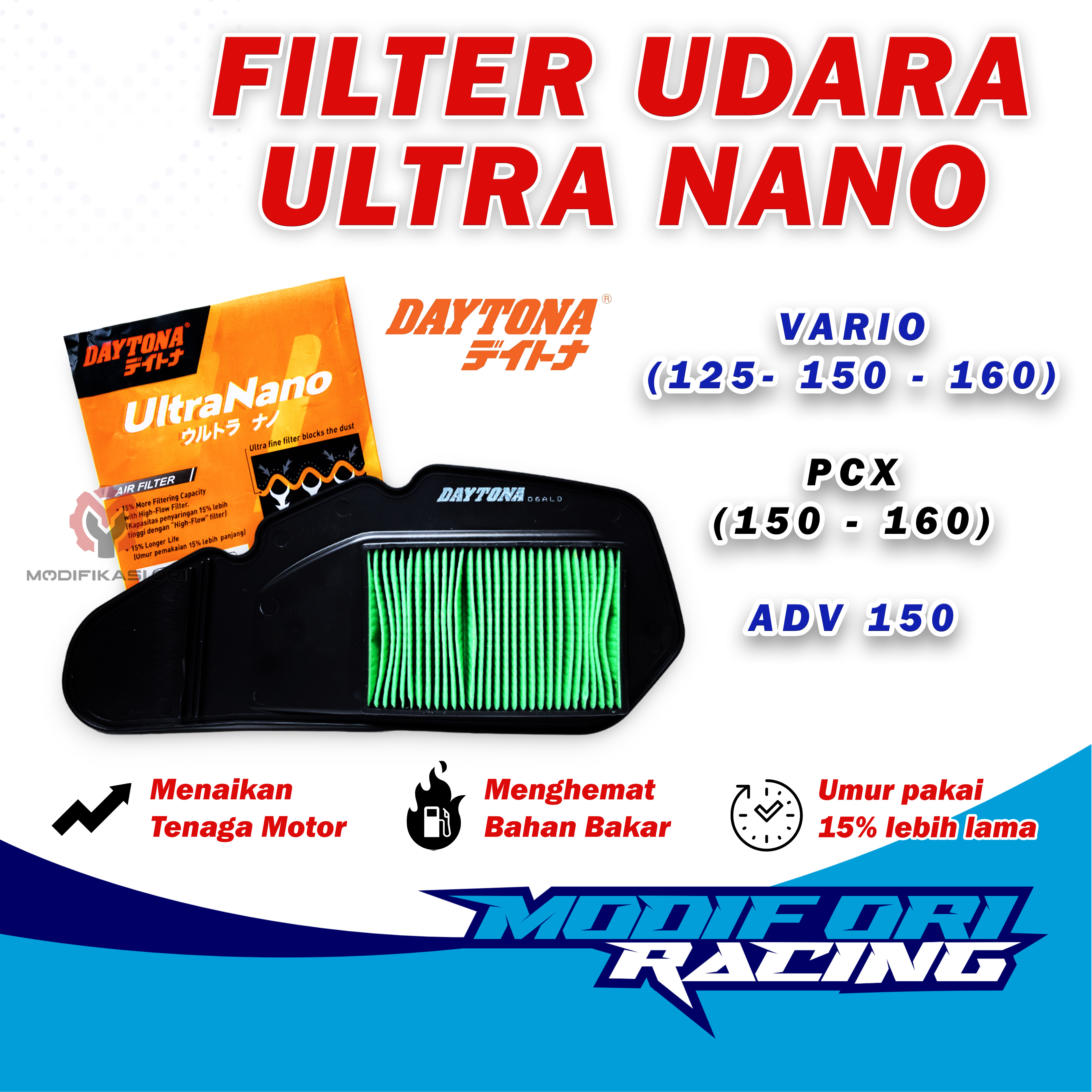 FILTER UDARA DAYTONA VARIO 125-PCX-ADV-VARIO 150 HONDA FILTER NANO ...