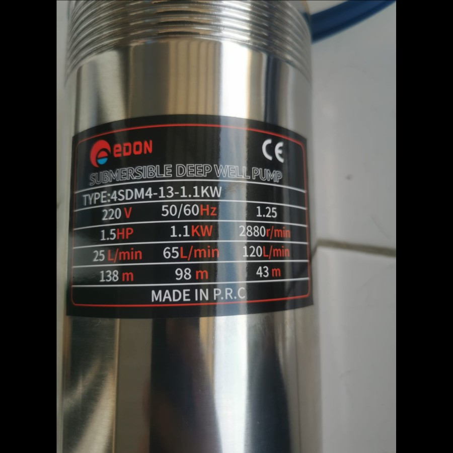 DEEP WELL PUMP WASSER SUBMERSIBLE POMPA AIR WITH CABLE 1.1 KW | Lazada ...