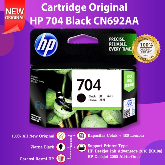 Cartridge HP 704 Black Ink CN692AA Tinta Printer 2010 K010 2060 K110 ...