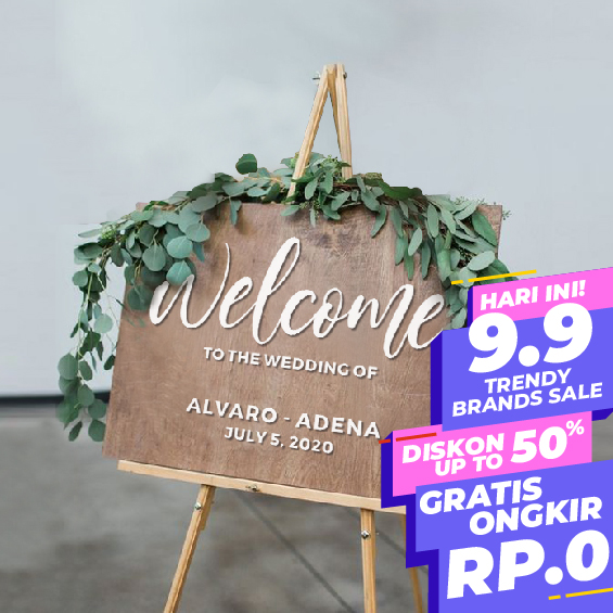 Welcome Sign 60 X 40 / Dekorasi Lamaran / Wooden Sign / Wedding Sign ...