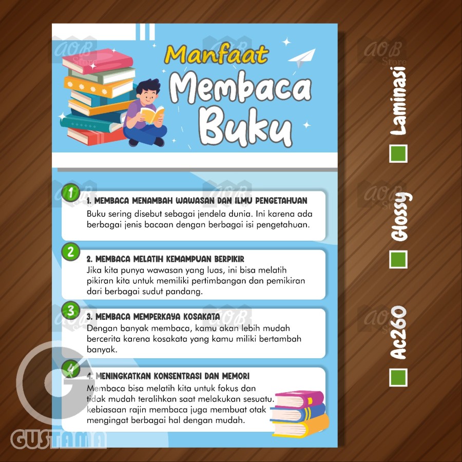 Poster Manfaat Membaca, Hiasan Dinding Edukasi Anak Laminasi A3 ...