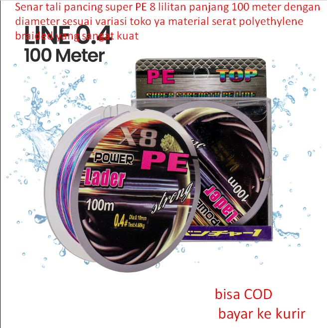 Senar tali pancing super PE 8 lilitan panjang 100 meter dengan diameter ...