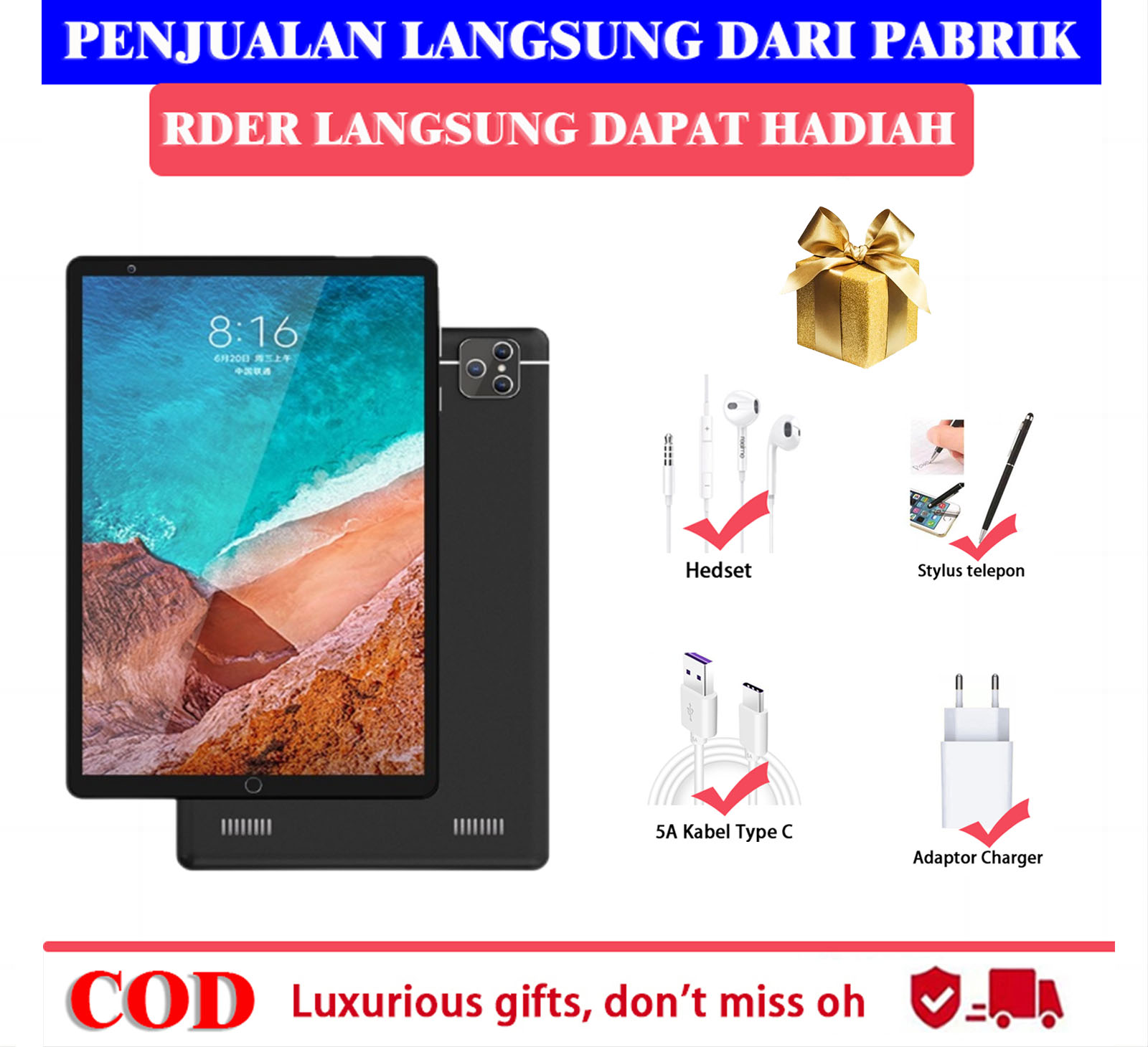 Clearance Sale [COD] PC Tablet Asli Baru Pro 11 12GB + 512GB Tablet ...