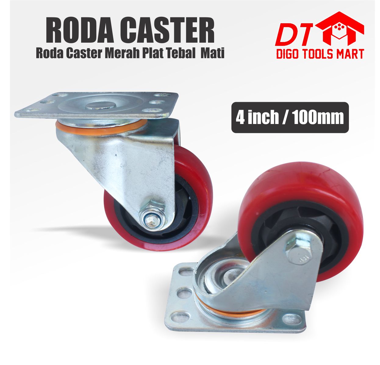 Roda Caster Merah Plat Tebal Hidup 4Inci Roda Merah Tebal 1Pcs | Lazada ...