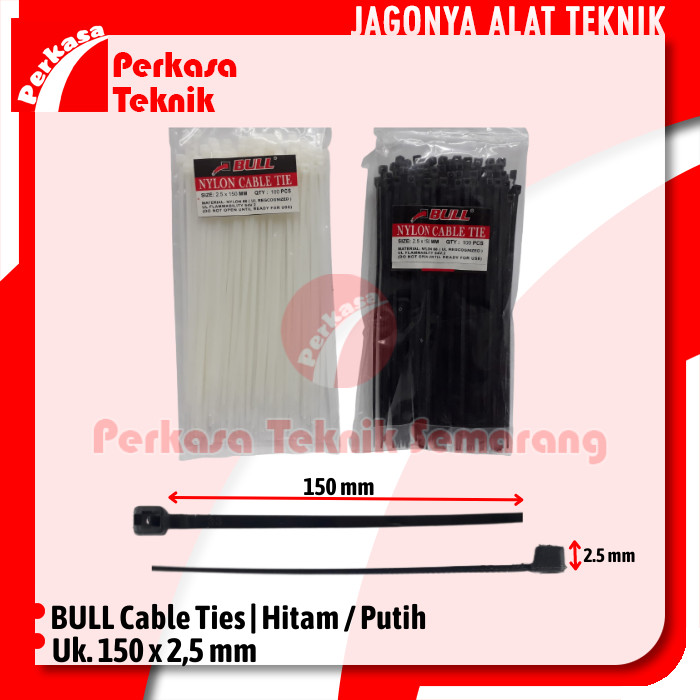 BULL Kabel tis/ cable tie/ pengikat kabel 150mmx2,5mm isi 100 | Lazada ...