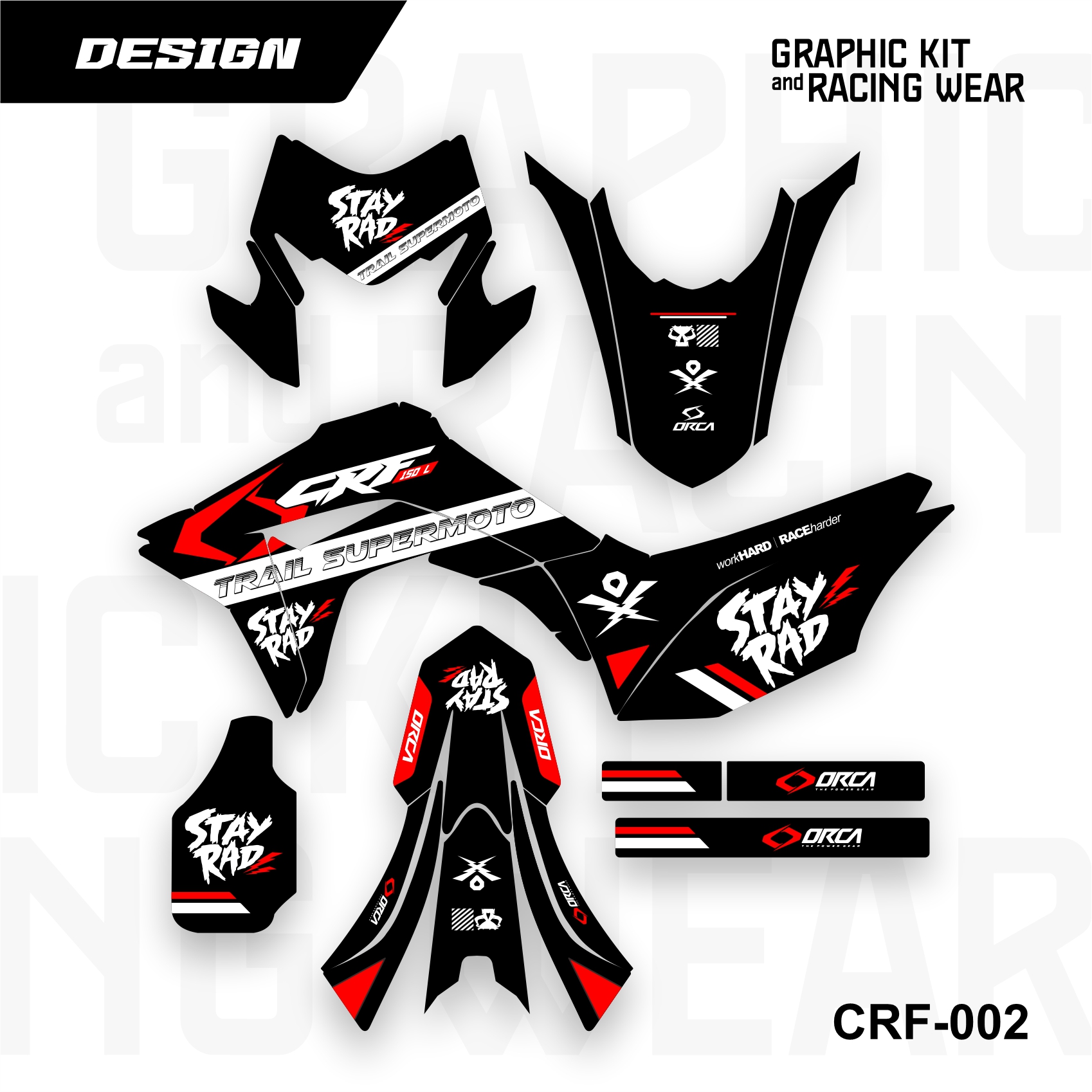 DECAL CRF HITAM SUPERMOTO DECAL CRF 150 L FULL BODY | Lazada Indonesia
