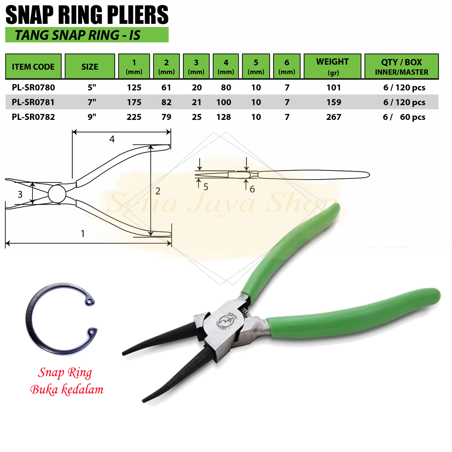 TEKIRO Tang Snap ring Tang Spi 7" IS Lurus, alat pembuka MASTER REM ...