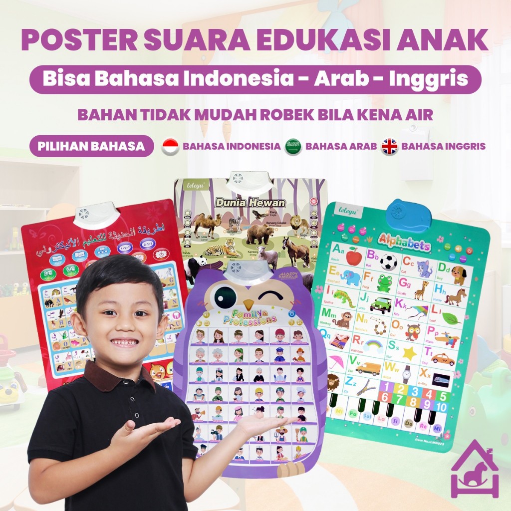 Mainan Edukasi Poster Angka Dinding Belajar 3 Bahasa / Belajar Bahasa ...