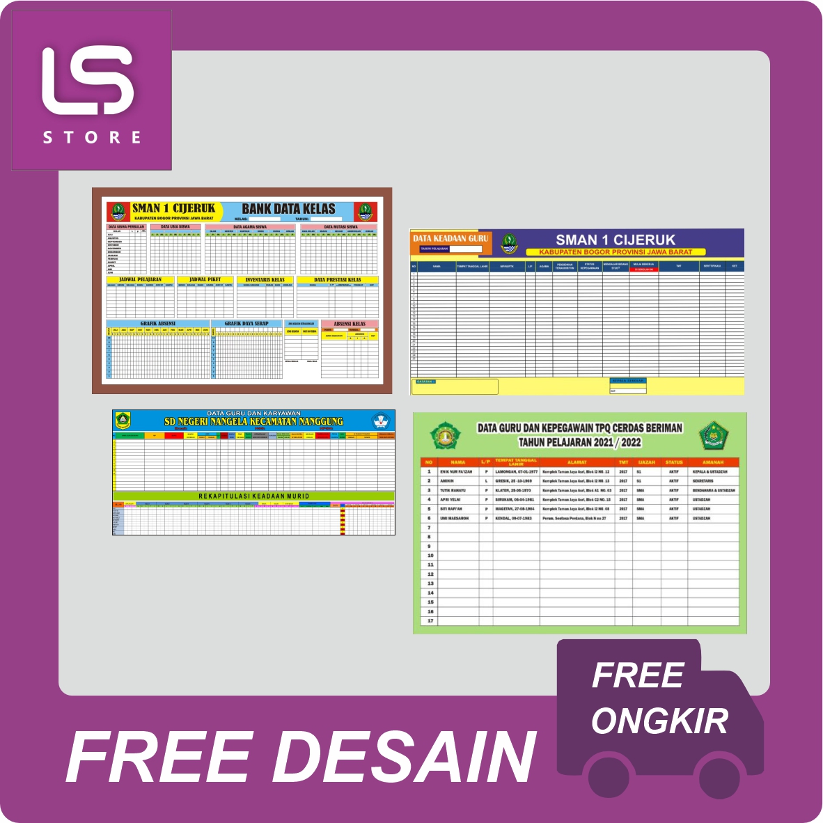 LsProjrct Banner Papan Data Guru Sekolah Custom | Lazada Indonesia