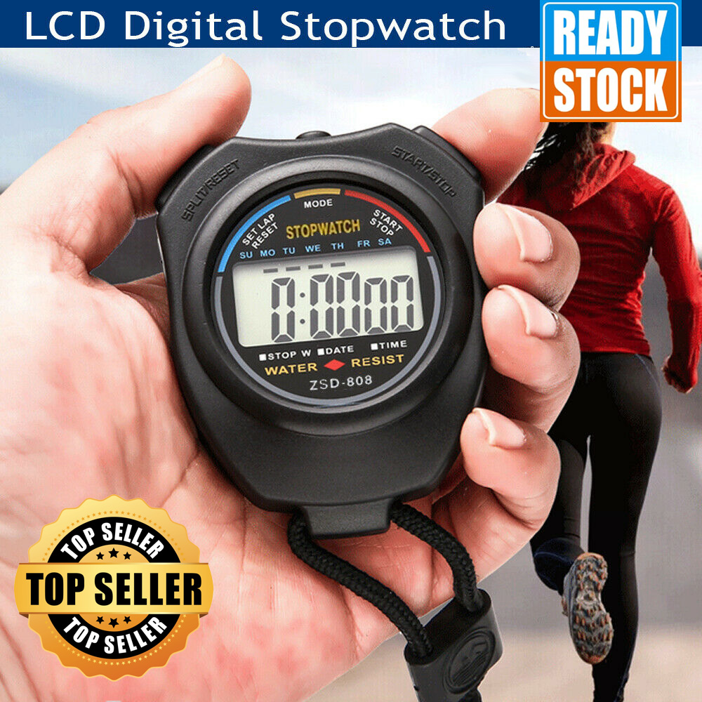 Stopwatch Profesional LCD dengan Strap Timer Chronograph Digital ...