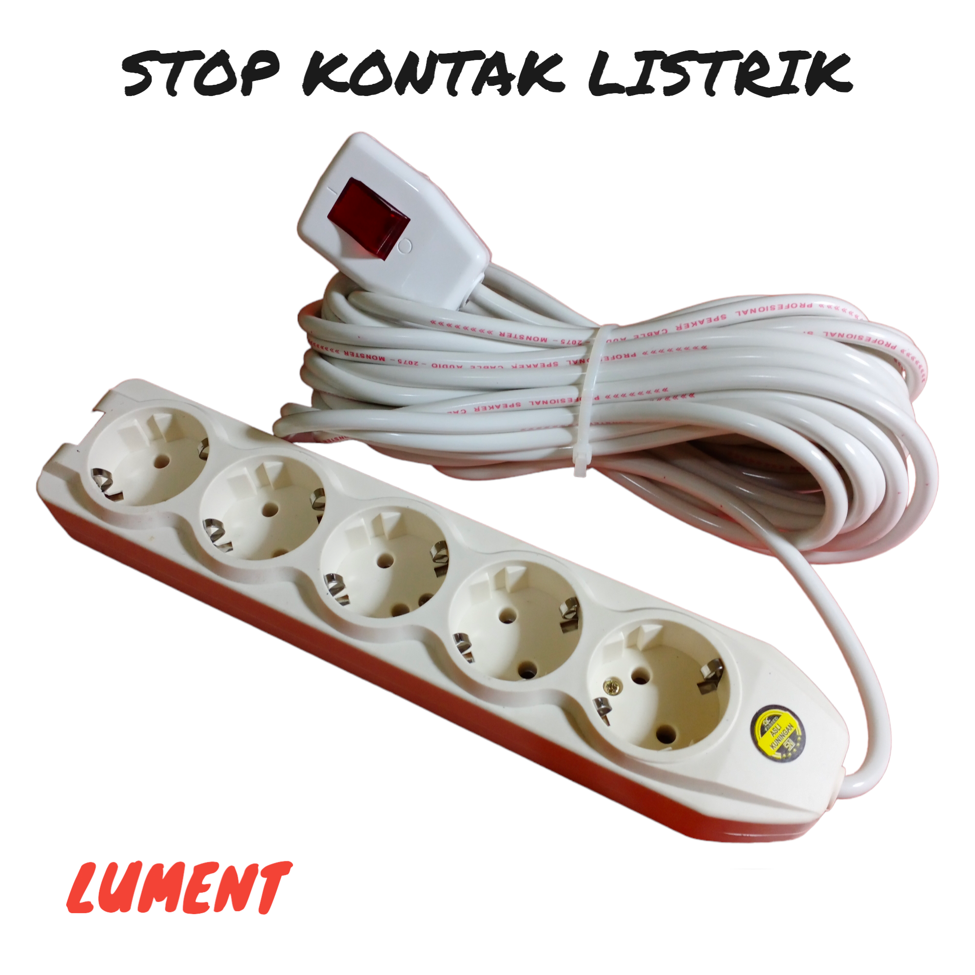 Stop Kontak Listrik 5 Lubang + Panjang Kabel 10 Meter + Steker ON OFF ...