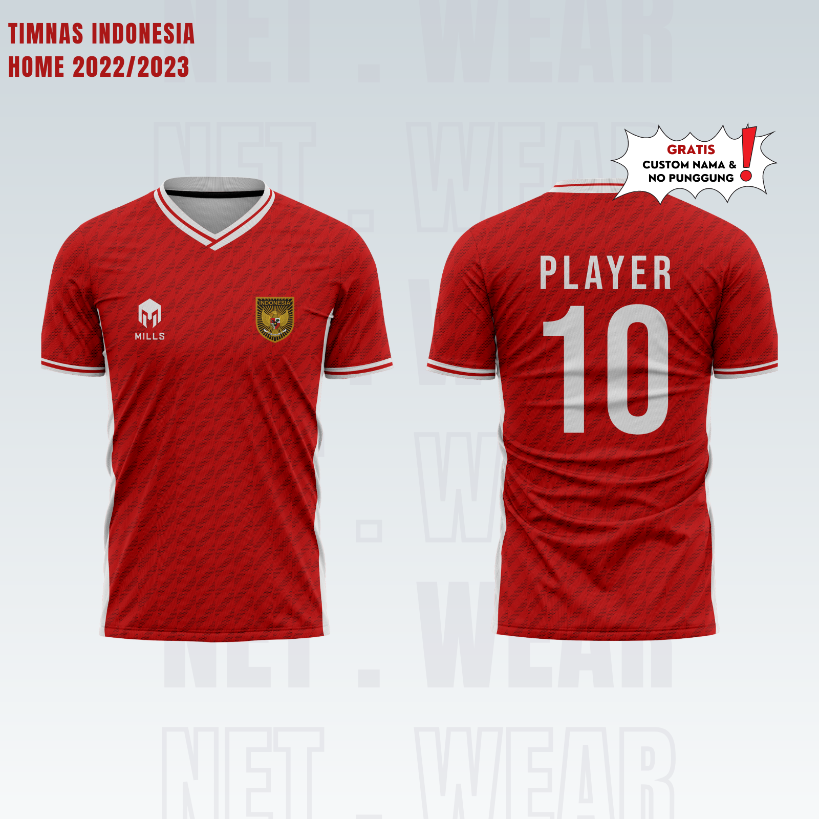 Jersey TIMNAS INDONESIA Merah Home 2022/2023 Dewasa & Anak High Quality ...