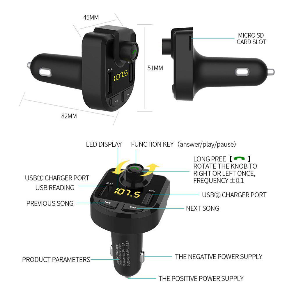 BT36 Car MP3 Player Car FM transmitter bluetooth Wireless In-Car FM ...