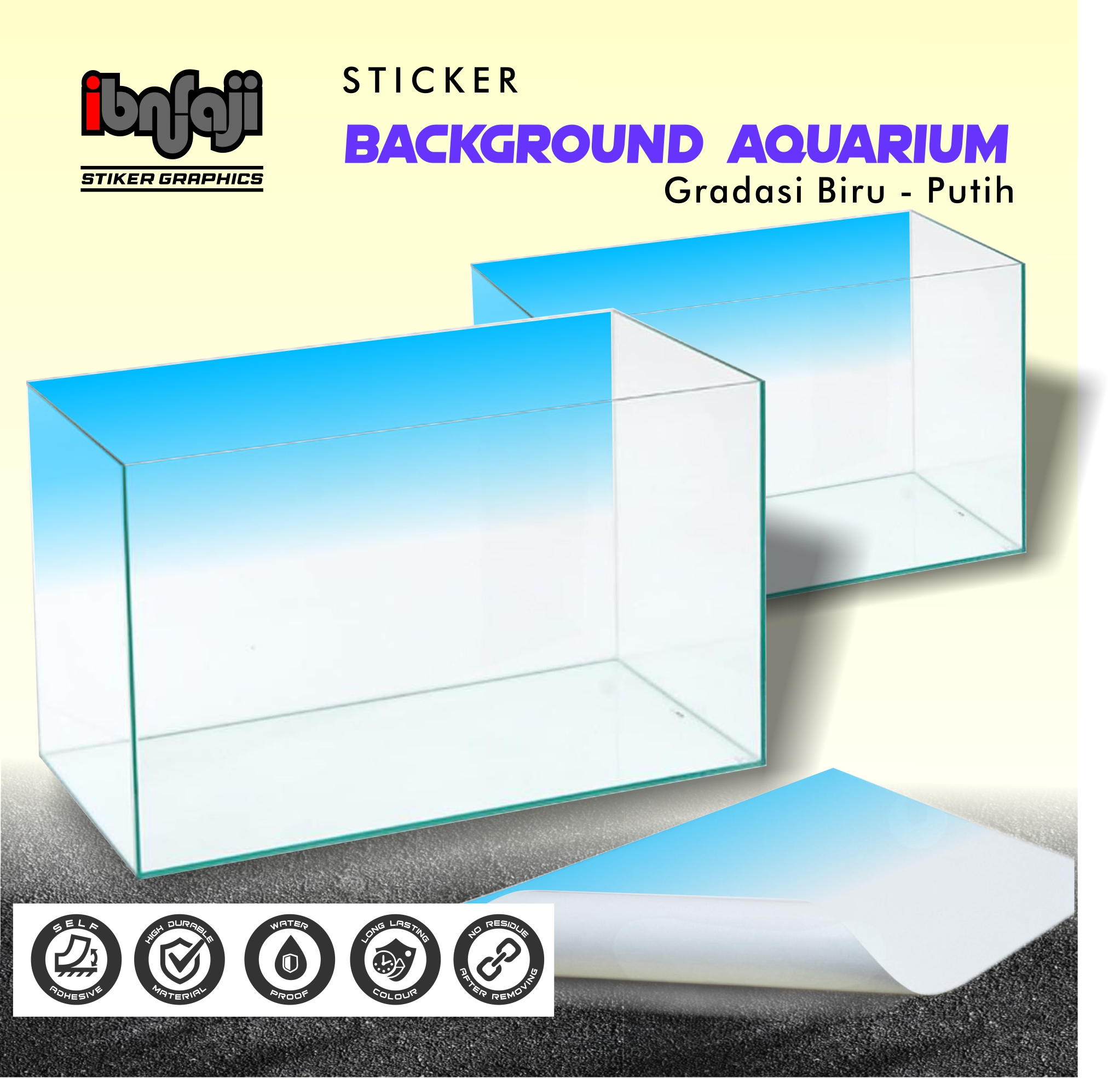 Background Akuarium Gradasi Biru Putih stiker background aquarium ...