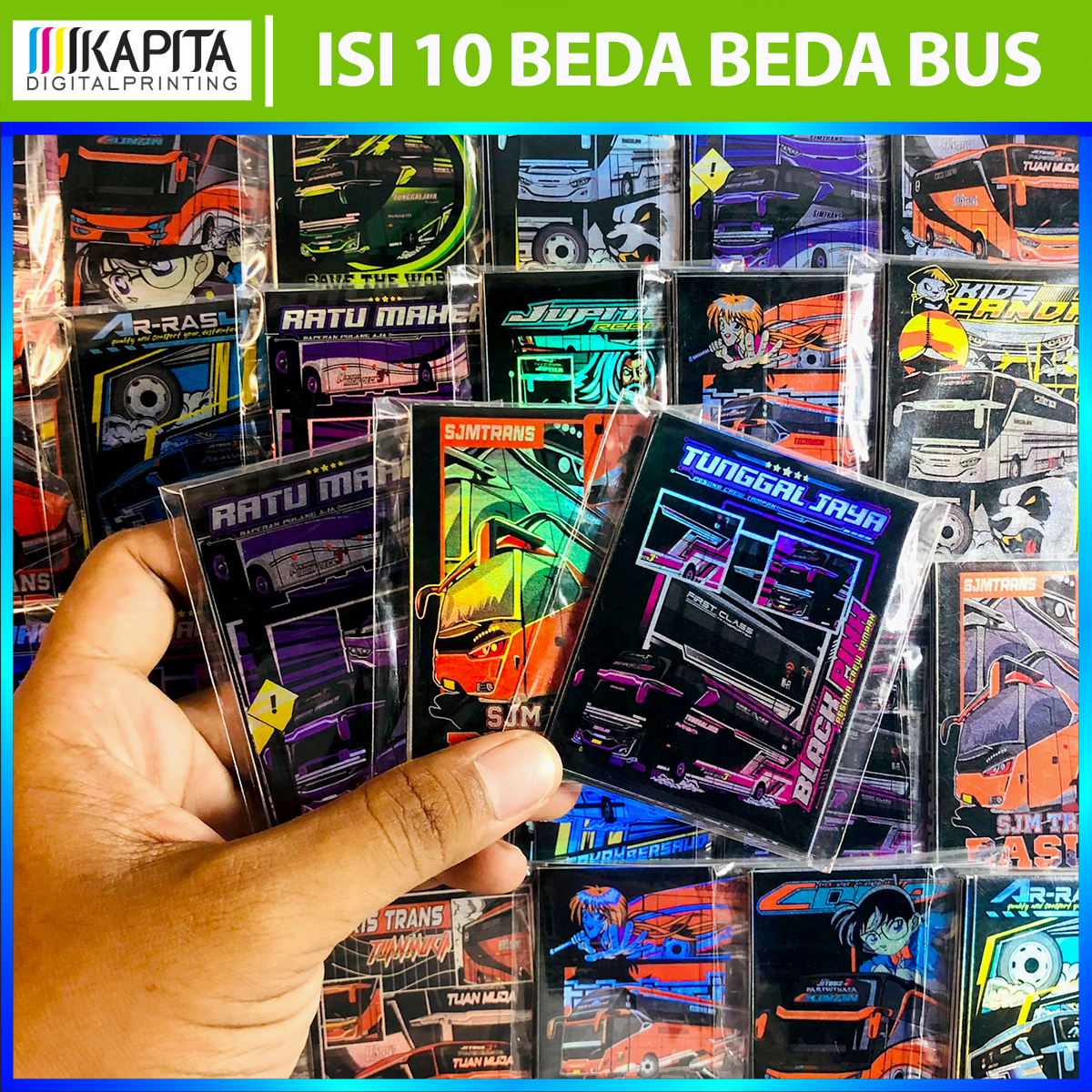 (isi 20 lembar) Stiker Bus Hologram Berkilau Murah Tahan Air stiker bis ...