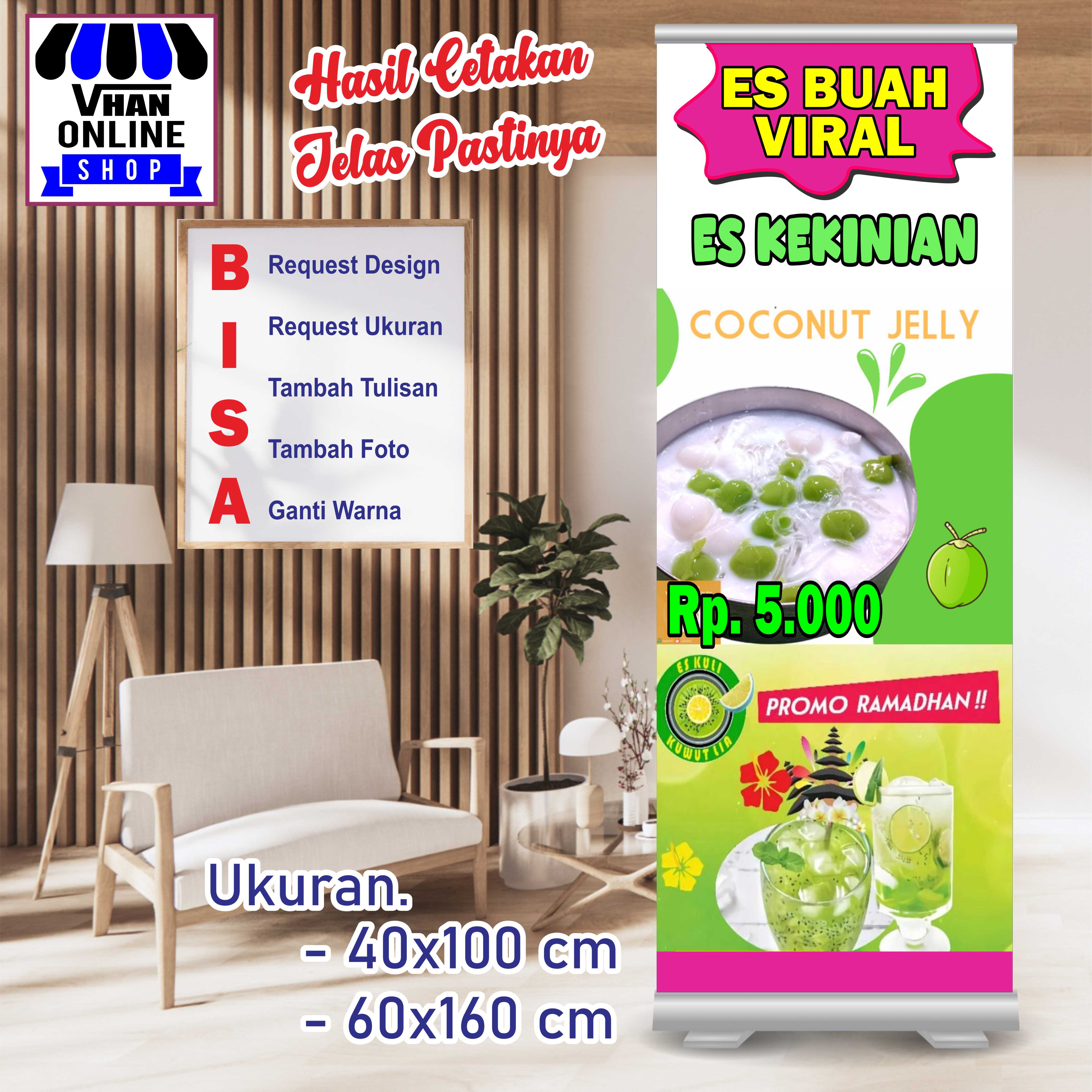 Cetak Banner Spanduk MMT Jualan Minuman Coconut Jelly dan Es Kuwut ...