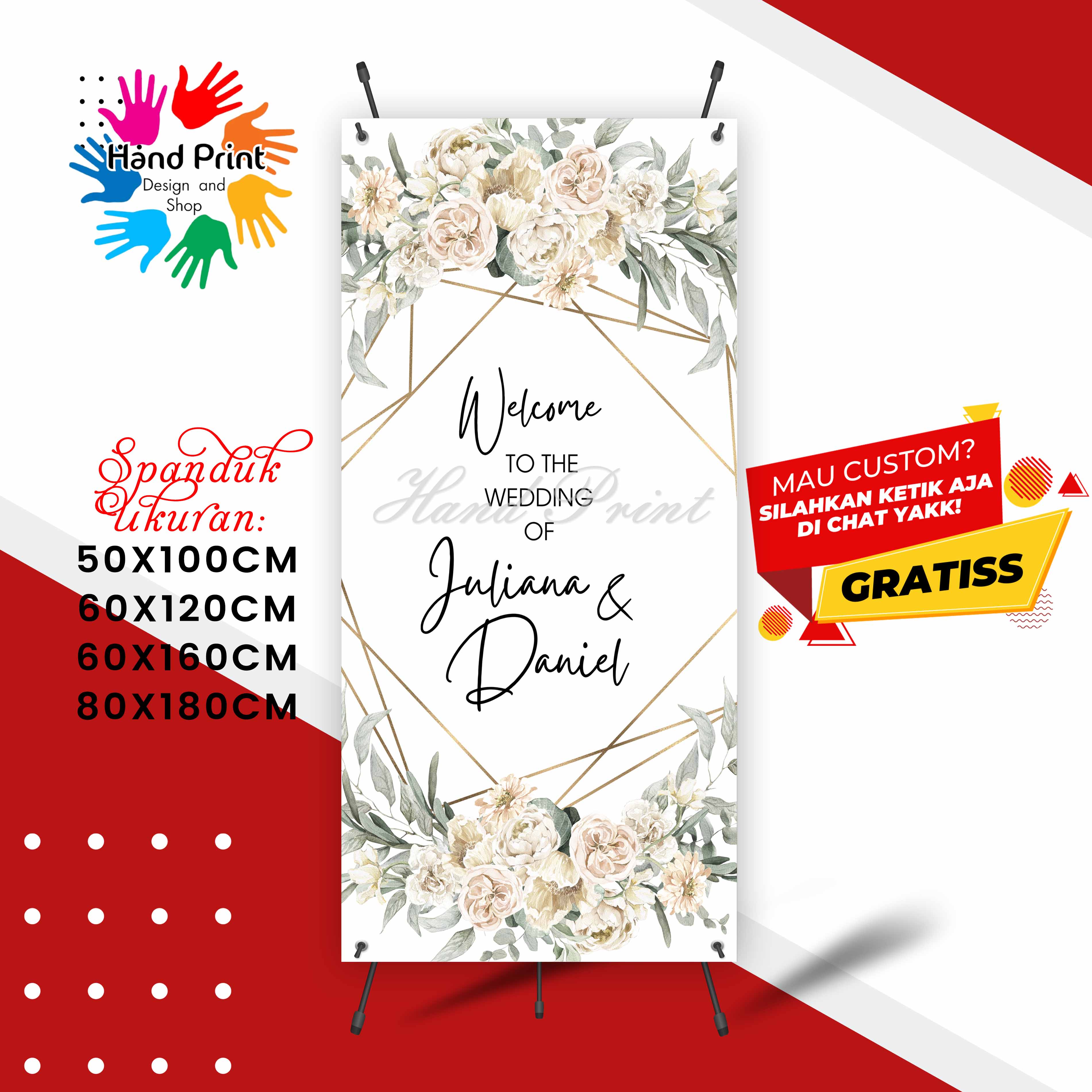 Cetak Spanduk Banner Wedding Selamat Datang Di Pernikahan kami MMT Spanduk Custom 60x160 ...