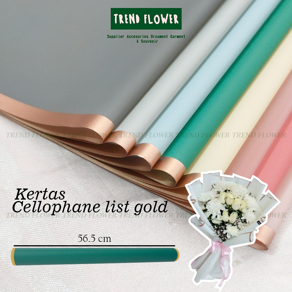 Kertas Cellophane List Gold / Kertas Tissue List Gold / Wrapping Paper ...